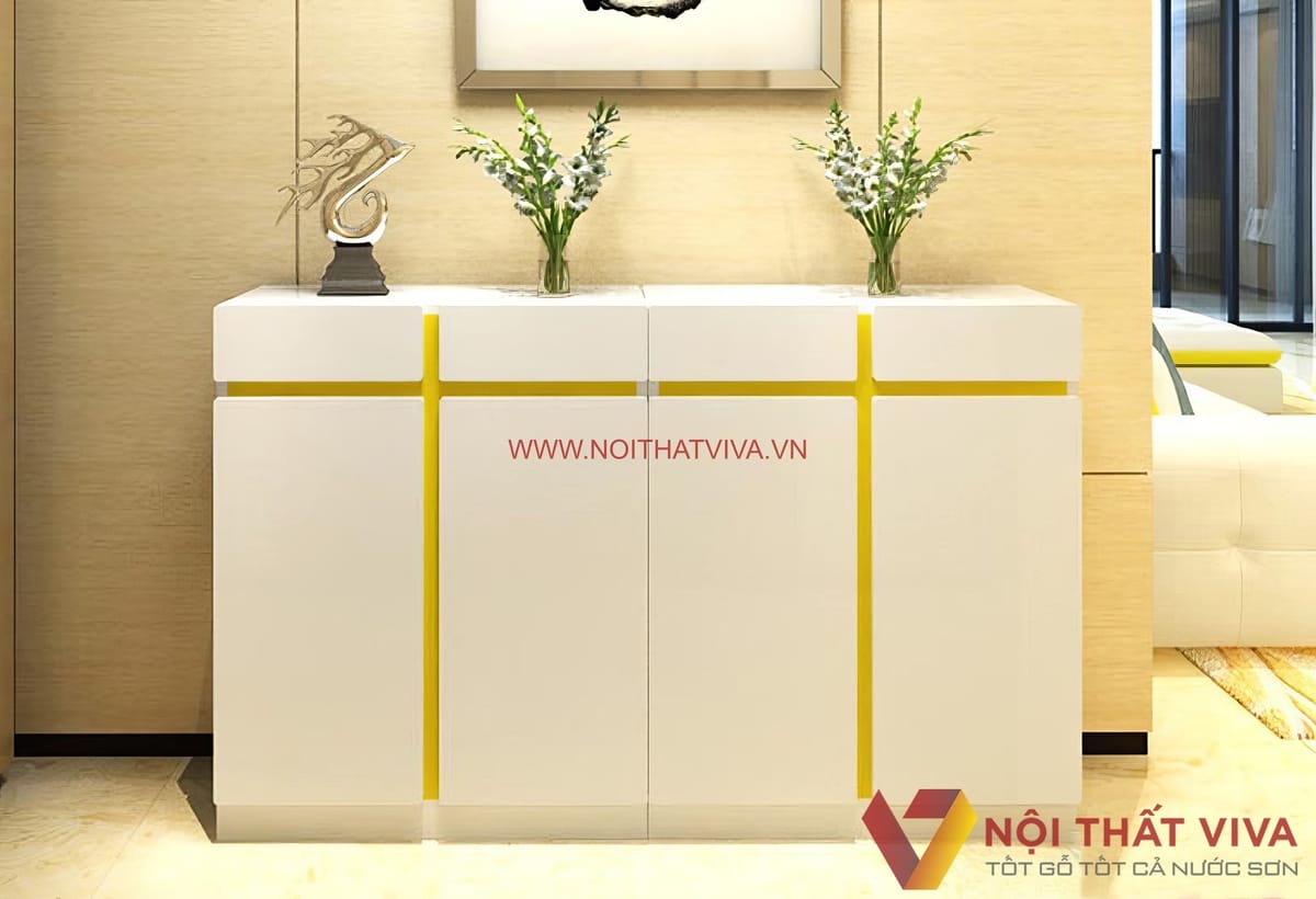Tủ Giày MDF Phủ Melamine Màu Trắng Thiết Kế Độc Đáo Hiện Đại
