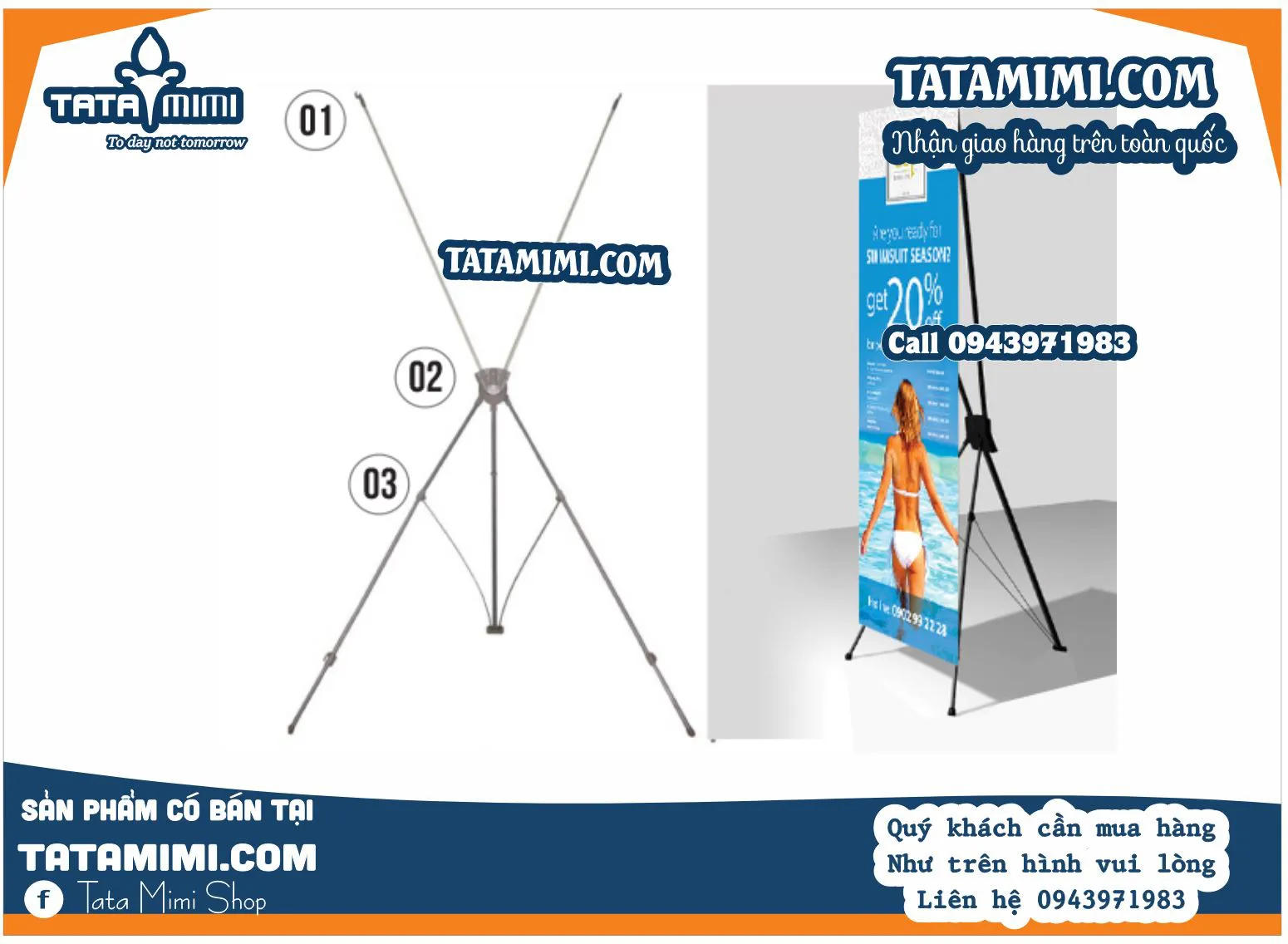 Standee chữ X được sử dụng trong nhà tại Tatamimi.com