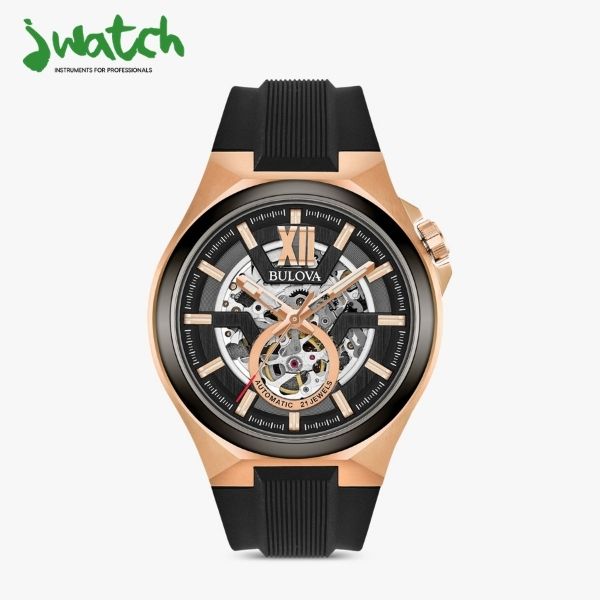 ĐỒNG HỒ NAM BULOVA AUTOMATIC SKELETON 98A177 DÂY CAO SU