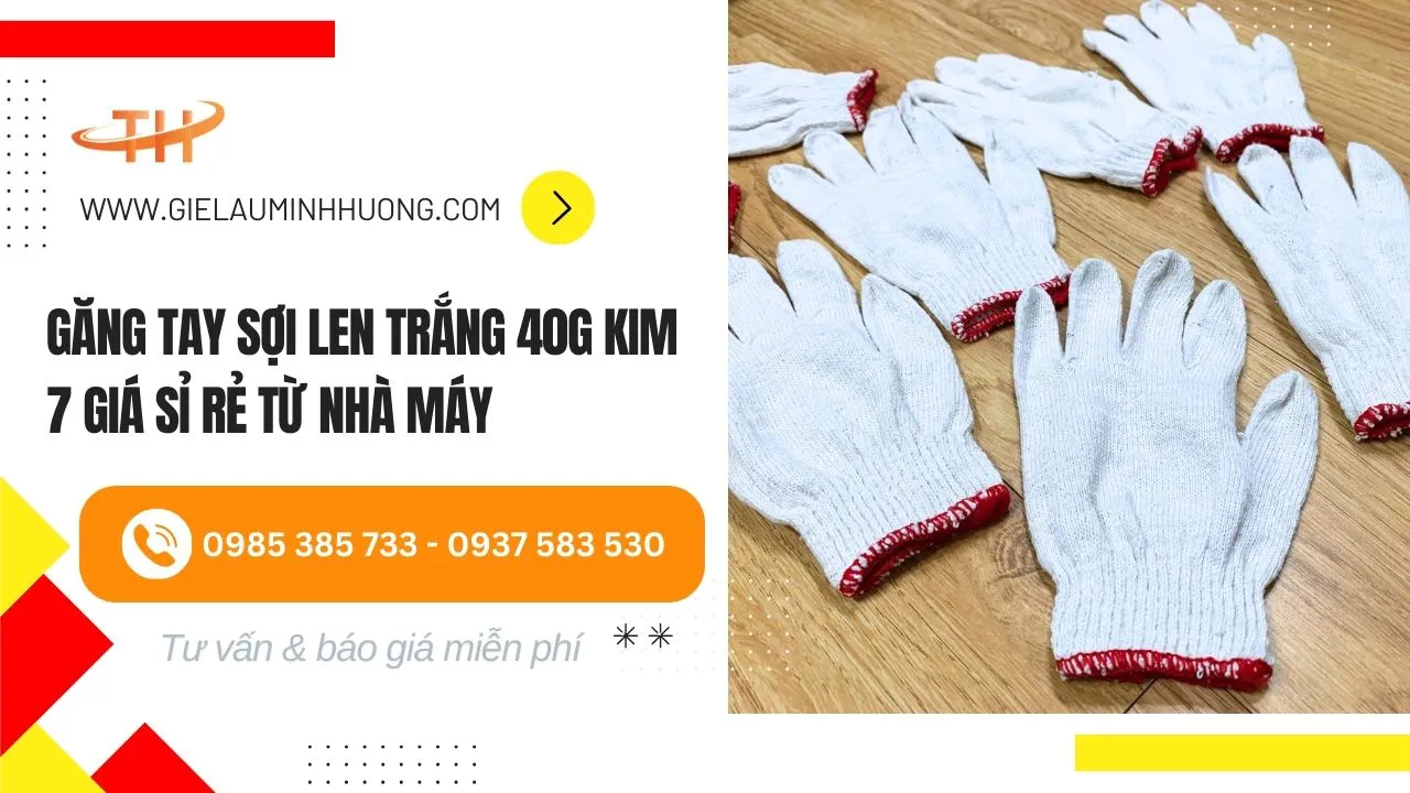 Găng tay sợi len trắng 40g kim 7 giá sỉ rẻ