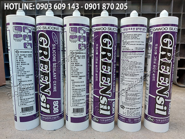 Keo silicone xám dán khung cửa, dán gạch Greensil 808