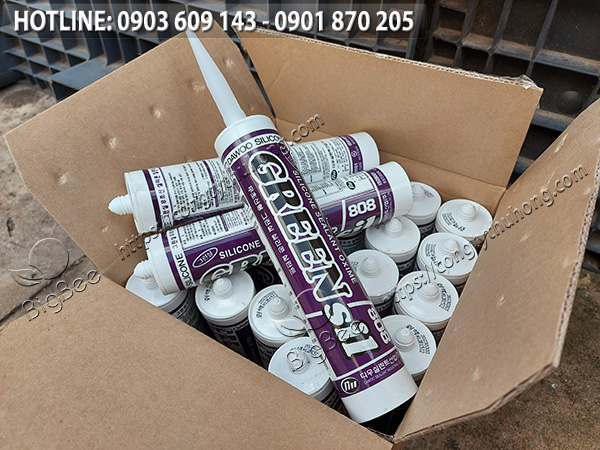Keo silicone xám dán khung cửa, dán gạch Greensil 808