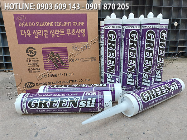 Keo silicone xám dán khung cửa, dán gạch Greensil 808