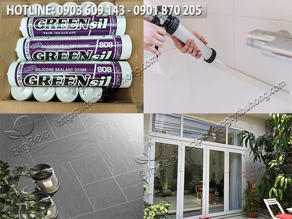 Keo silicone xám dán khung cửa, dán gạch Greensil 808