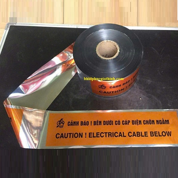 Cuộn Cảnh Báo Bên Dưới Có Cáp Điện Chôn Ngầm dài 500m chất liệu PET