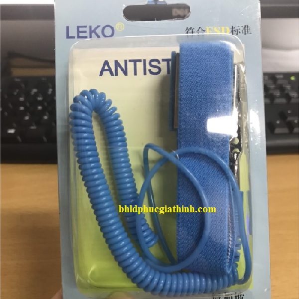 Vòng đeo tay chống tĩnh điện LEKO dài 1.8m màu xanh