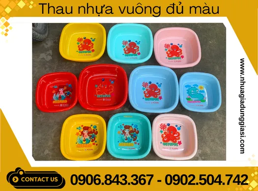 Thau nhựa vuông dày đẹp đủ màu sỉ giá rẻ