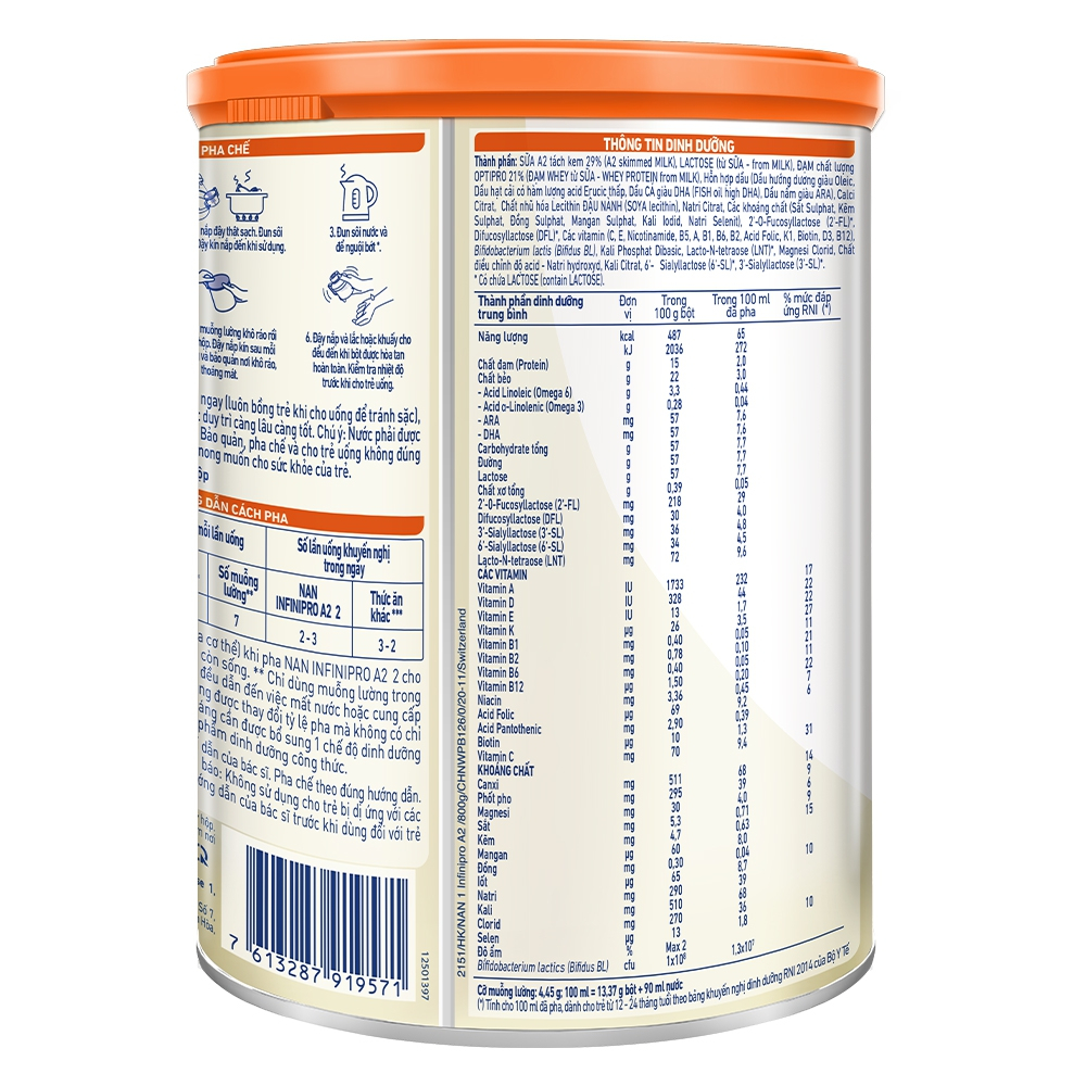 Sữa Nan InfiniPro A2 số 2 800g cho bé 1-2 tuổi