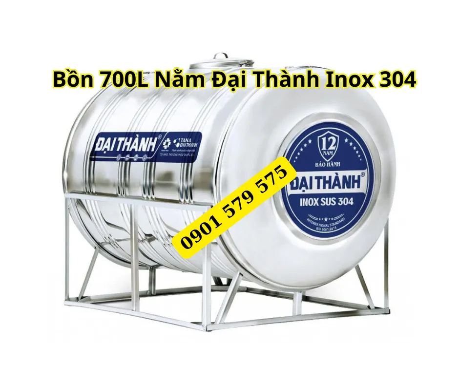 Bồn 700L Nằm Đại Thành Inox 304 Tại HCM