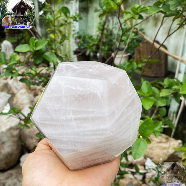 Quả cầu đa giác thạch anh hồng - giá tốt, chất lượng