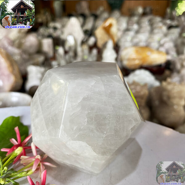 Đa giác đá thạch anh trắng 9.5cm- 800gr - QC1006
