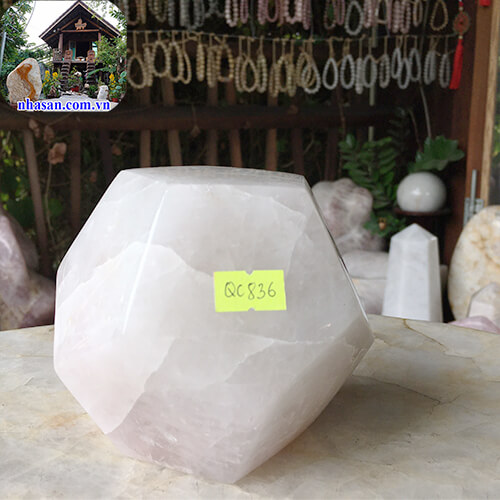 Đa giác 12 mặt đá thạch anh hồng tự nhiên QC836