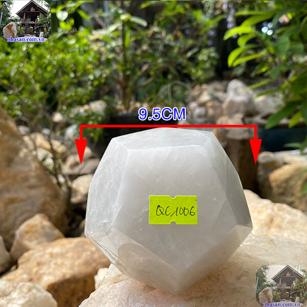 Đa giác đá thạch anh trắng 9.5cm- 800gr - QC1006