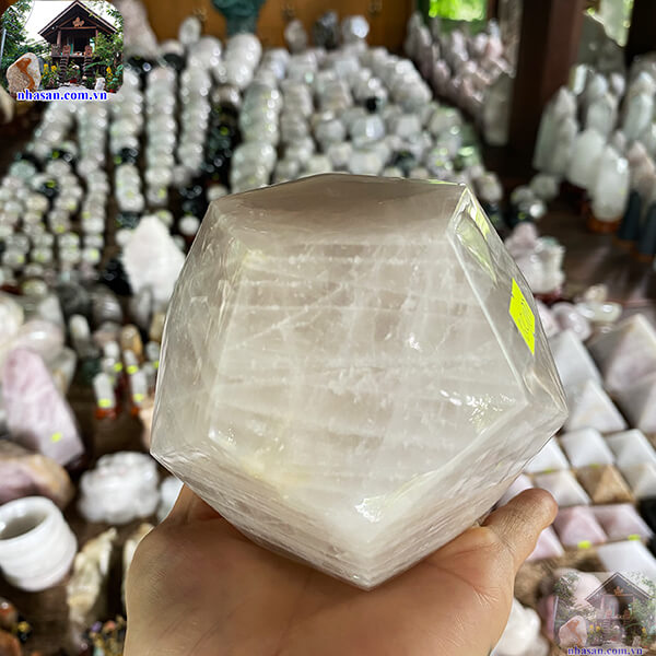 Quả cầu đa giác thạch anh hồng - giá tốt, chất lượng