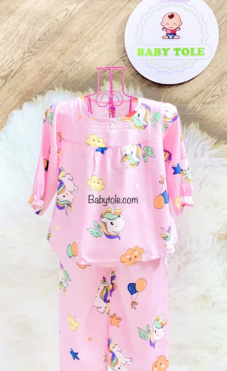 Đồ bộ Tole (ton) lanh trẻ em - bé gái dài ( 7-9 kg ) size 3 (combo 10 bộ)