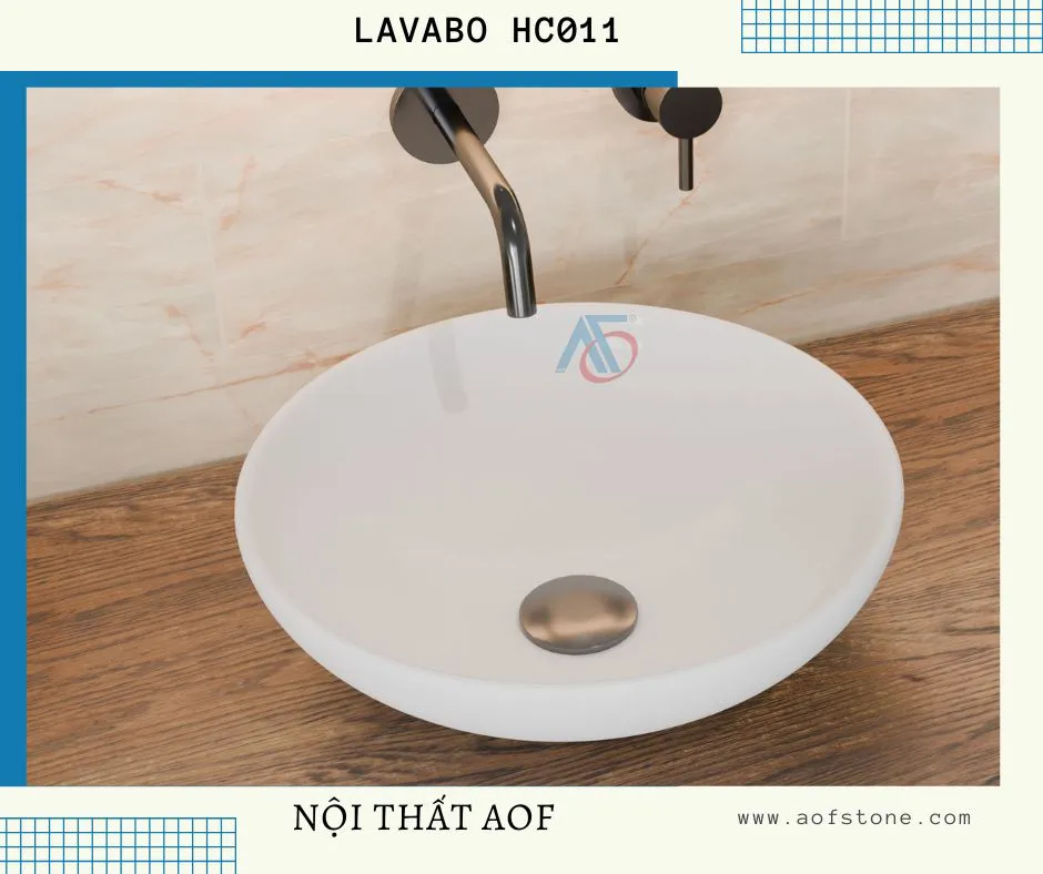 LAVABO DƯƠNG BÀN ĐÁ SOLID SURFACE HC011