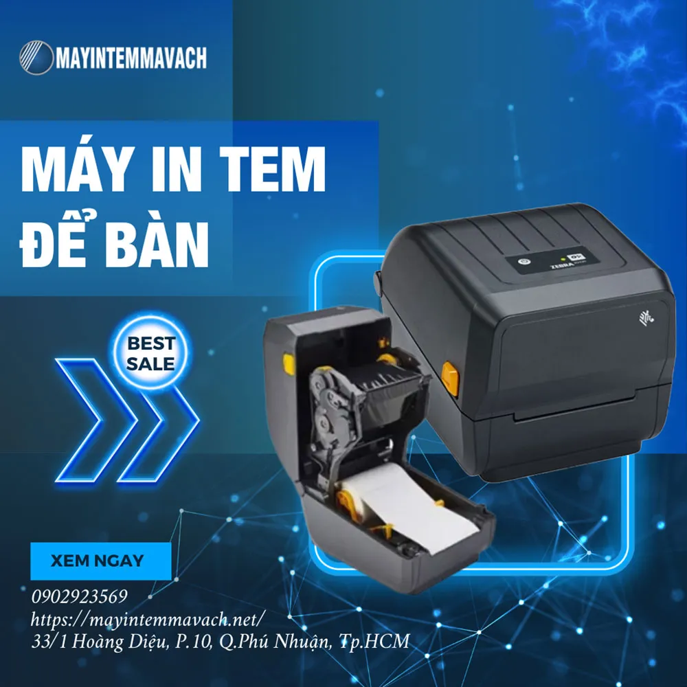 Máy in tem mã vạch để bàn nhỏ gọn, chi phí thấp chính hãng