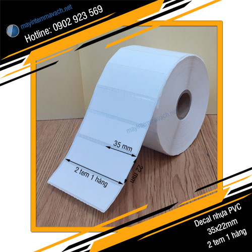 Decal nhựa PVC in tem nhãn mã vạch 35x22mm loại 2 tem 1 hàng