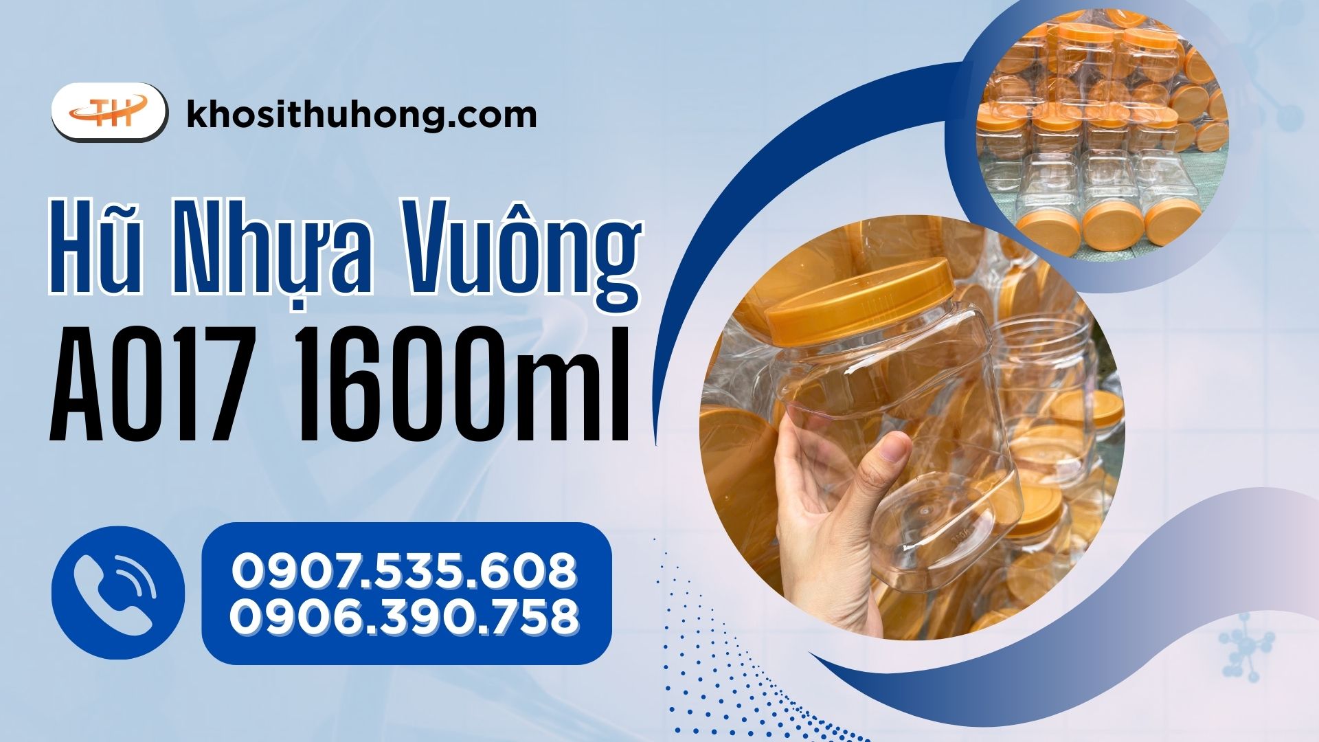 Chuyên sỉ hũ nhựa vuông A017 1600ml – Giao hàng nhanh