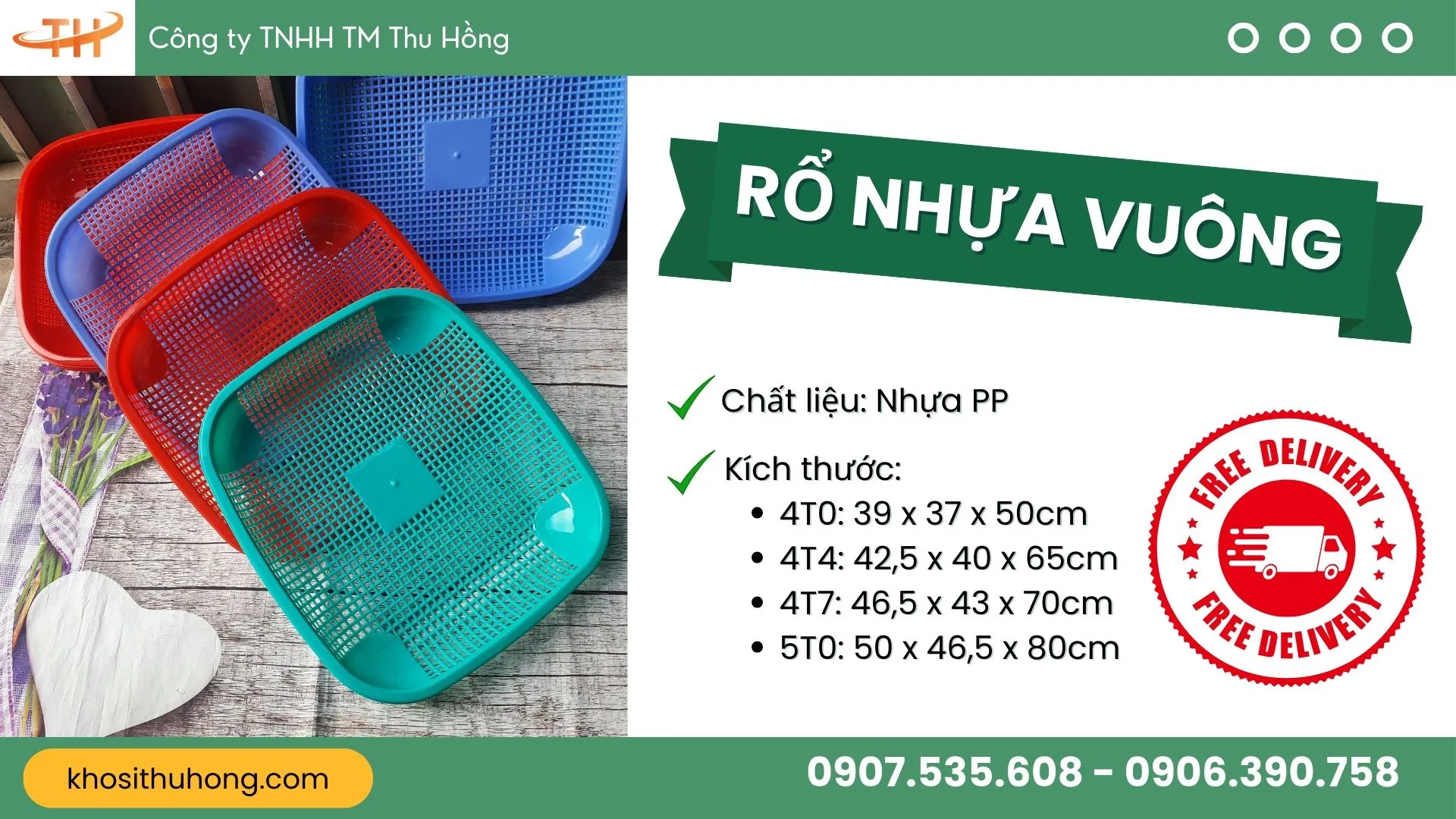 Rổ nhựa vuông dẻo dai, hàng chính hãng tại kho ở Bình Chánh