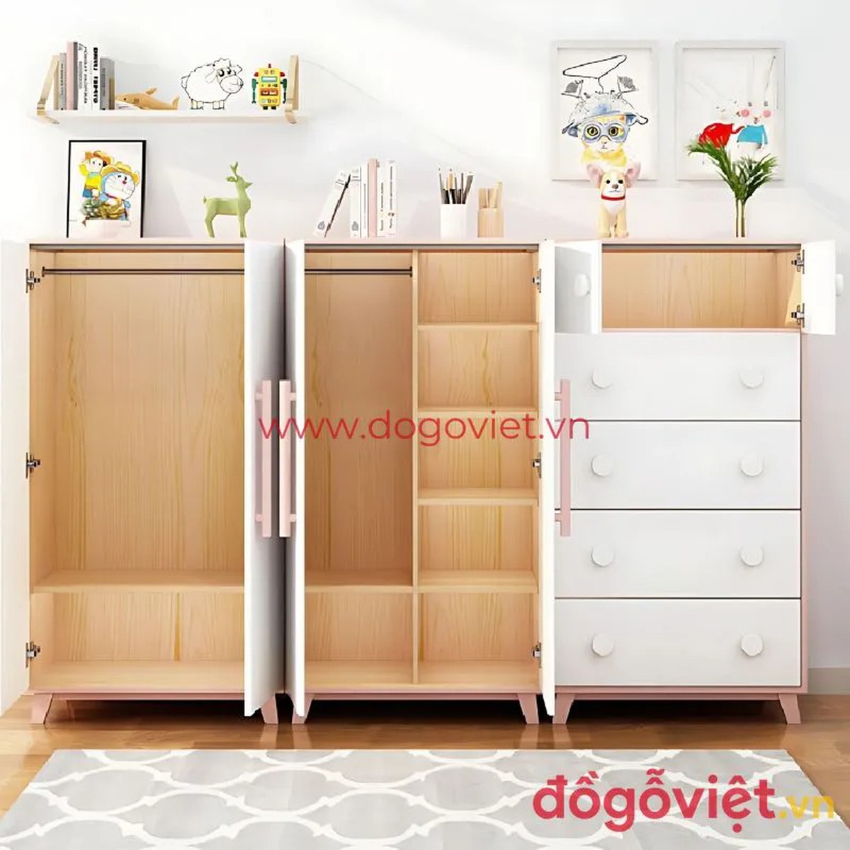 Tổng hợp các mẫu tủ quần áo mini cho bé dễ thương, tiện dụng