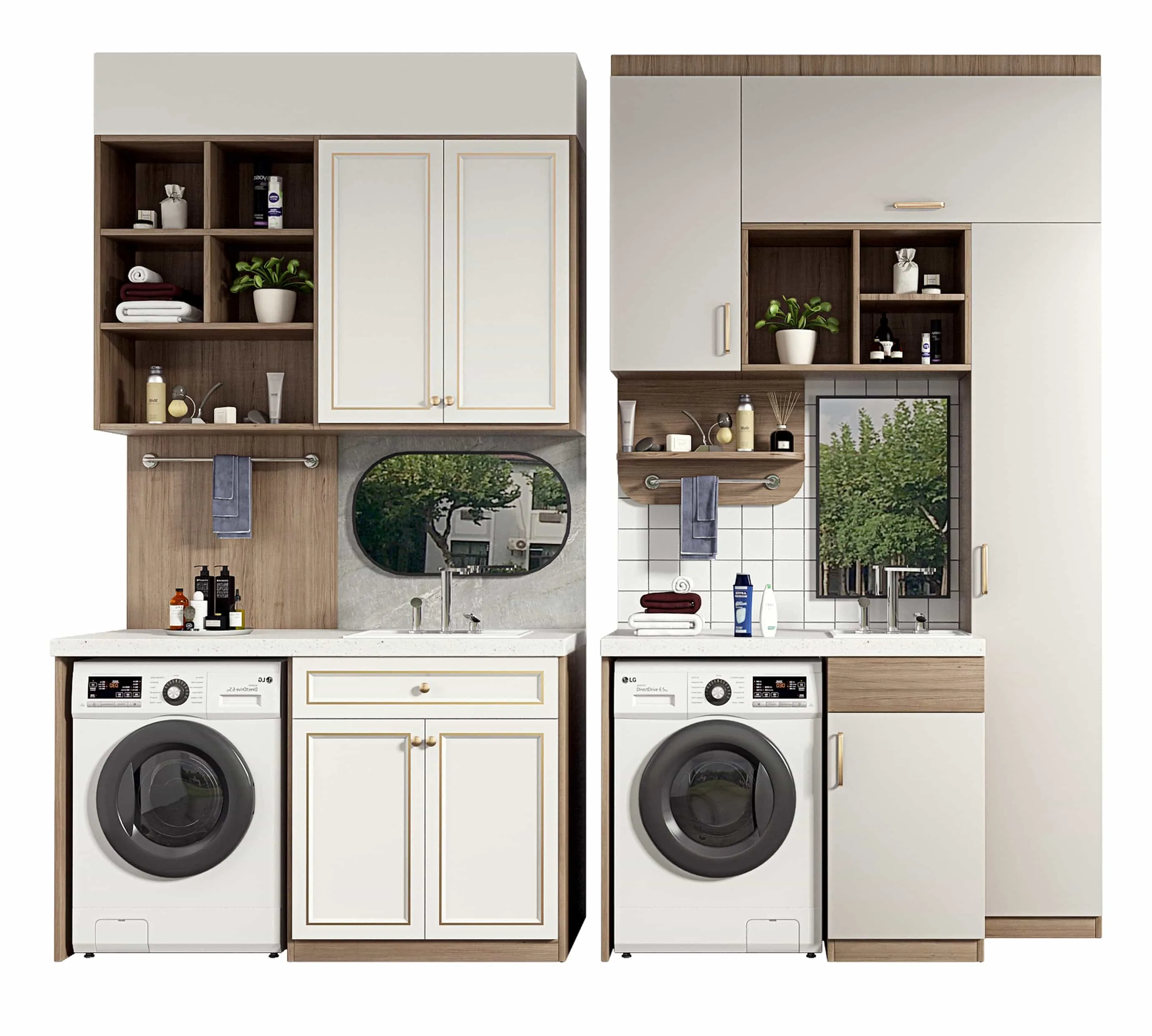 Tủ Gỗ Nhỏ Đựng Đồ Và Máy Giặt Gỗ Công Nghiệp Hiện Đại Đẹp