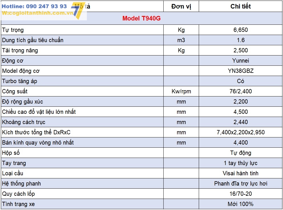 Máy Xúc Lật Gầu 1.6m3 T940G