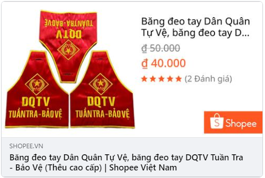 Băng đeo tay Dân Quân Tự Vệ (DQTV), băng đeo tay Tuần tra - Bảo Vệ