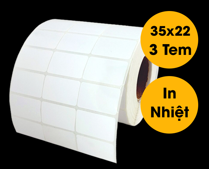 Giấy in tem nhãn mã vạch 3 tem 35x22 chuẩn siêu thị