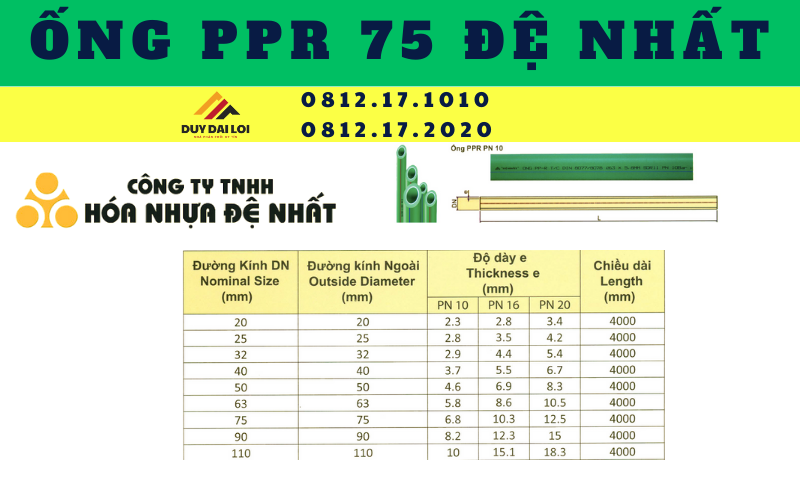Ống PPR 75 Đệ Nhất