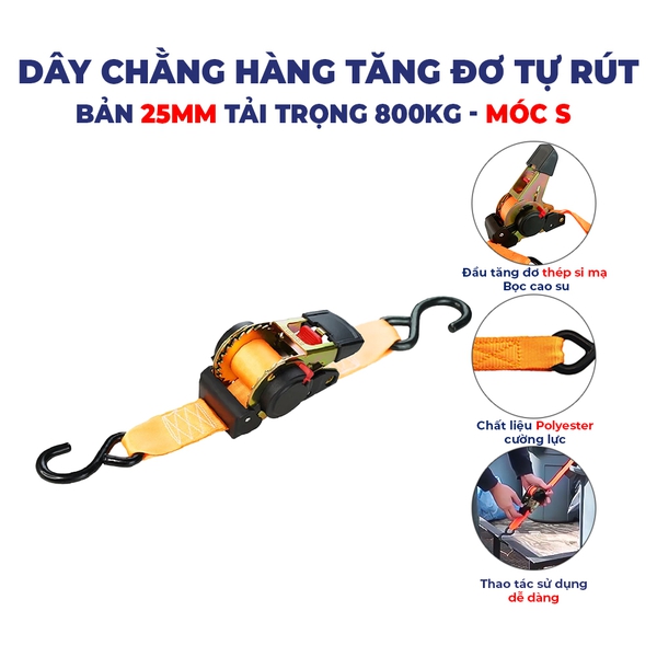Dây tăng đơ bản 25mm tải 800kg móc J