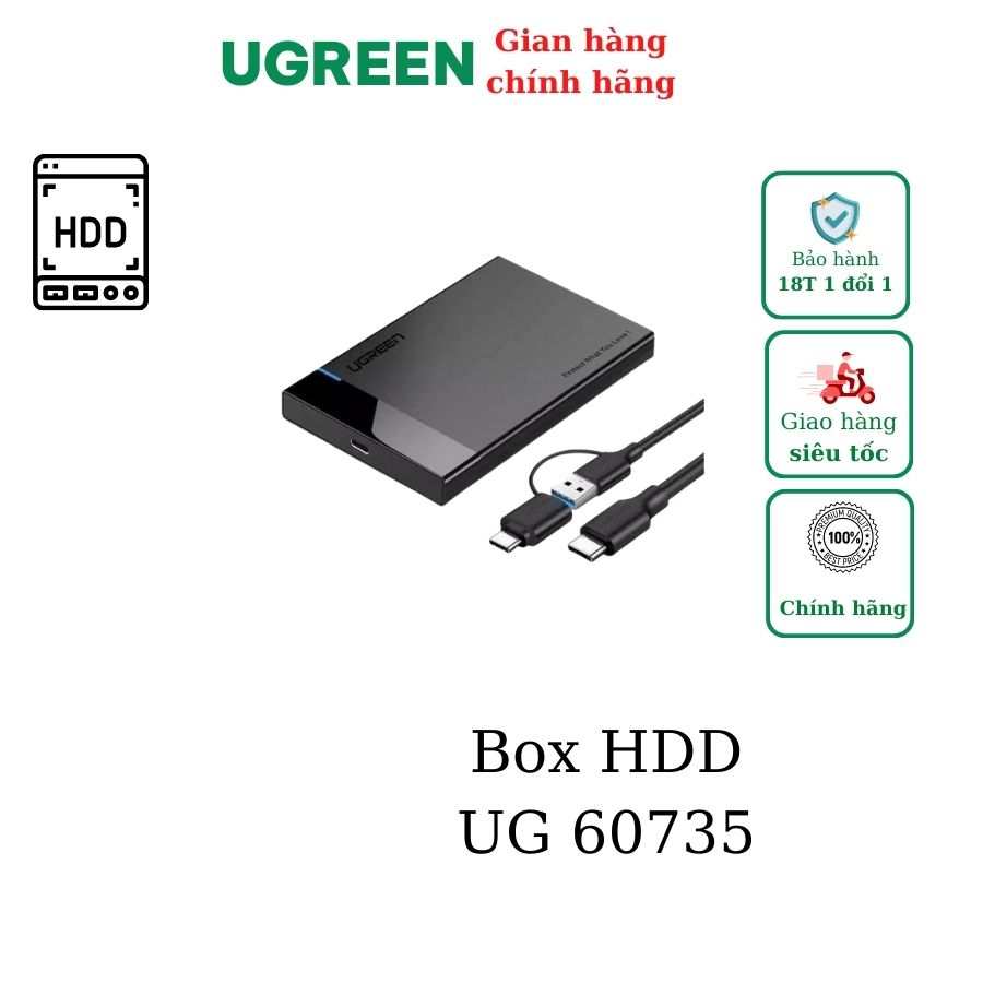Hộp đựng ổ cứng 2.5 inch USB 3.0 + Type C Ugreen 60735