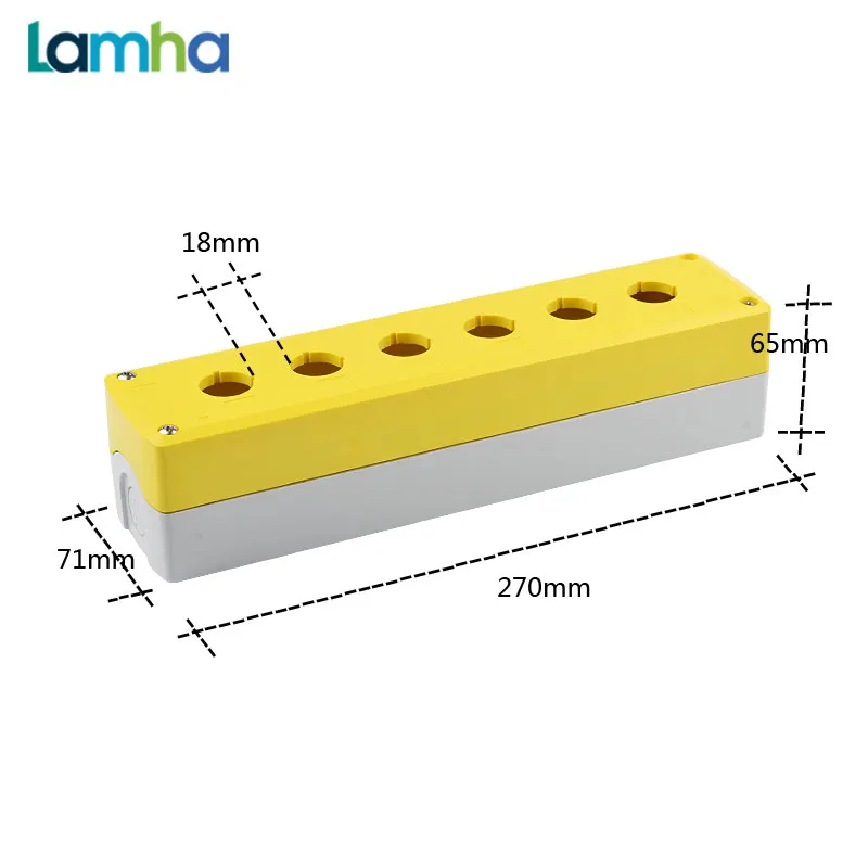 Hộp nút nhấn 6 lỗ GQELE GOB-6A-YW (phi 22)