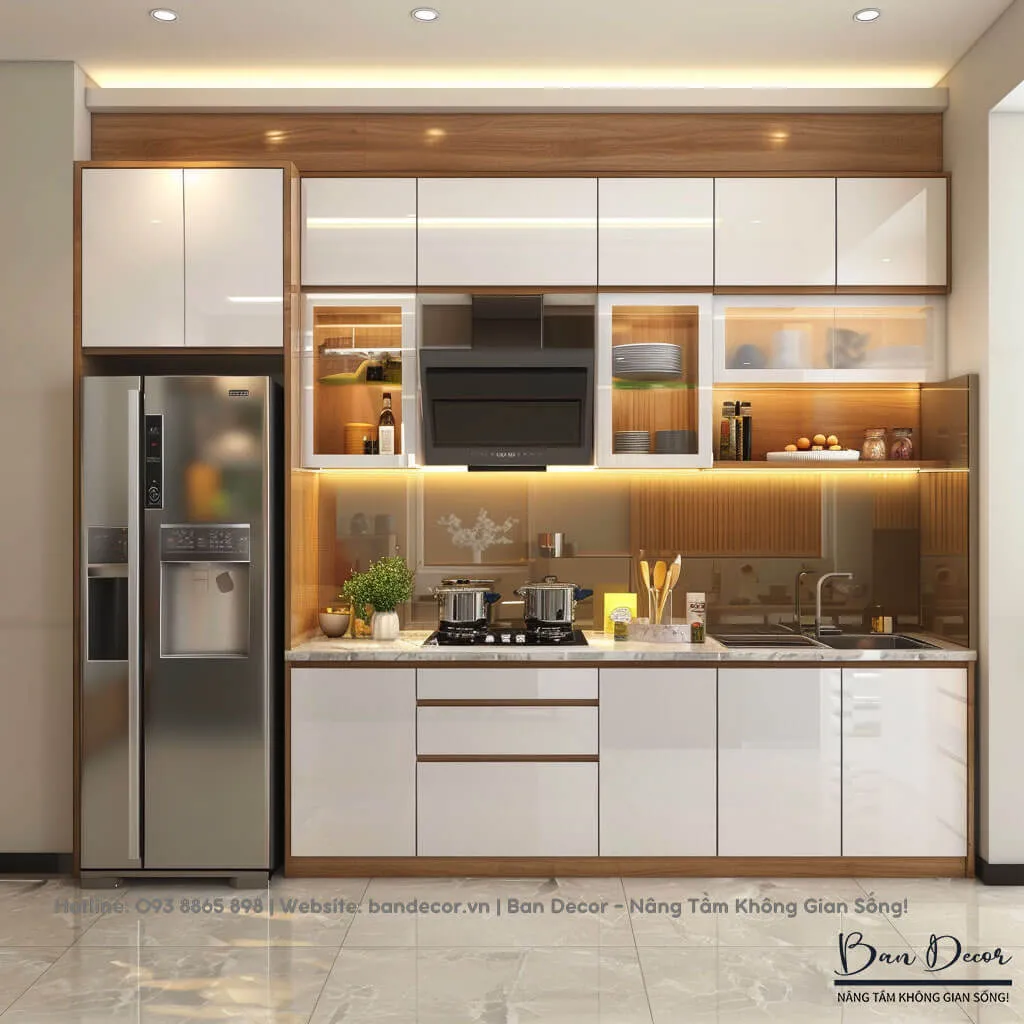 TỦ BẾP CÁNH KÍNH BK 14