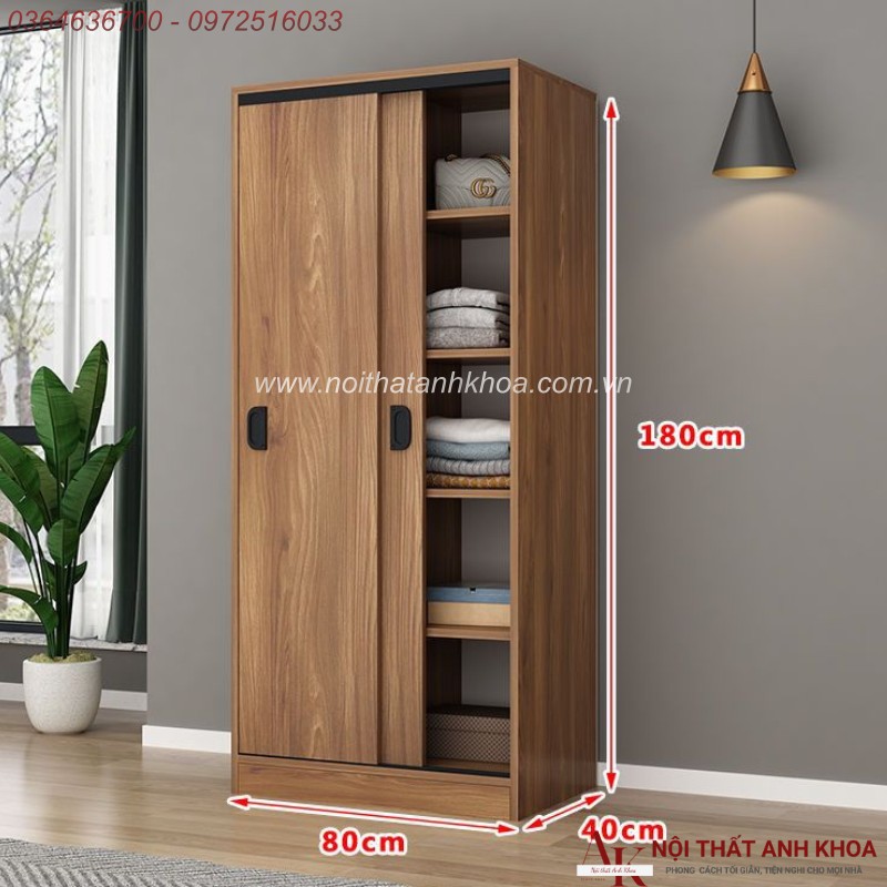 Tủ Quần Áo Cửa Lùa 2 Cánh Đơn Giản Giá Rẻ