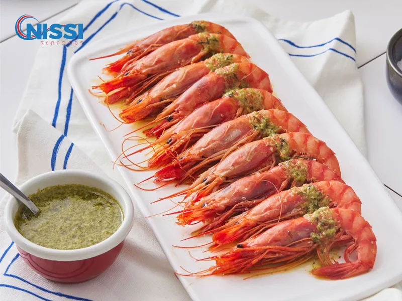Grilled Red Prawn With Herb Oil
