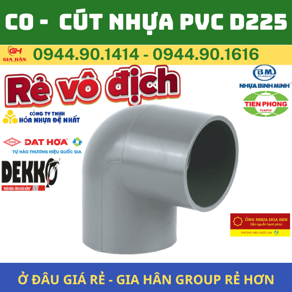 Co Nhựa PVC D225 l Phụ Kiện Ống Nước PVC l Giá Rẻ Nhất