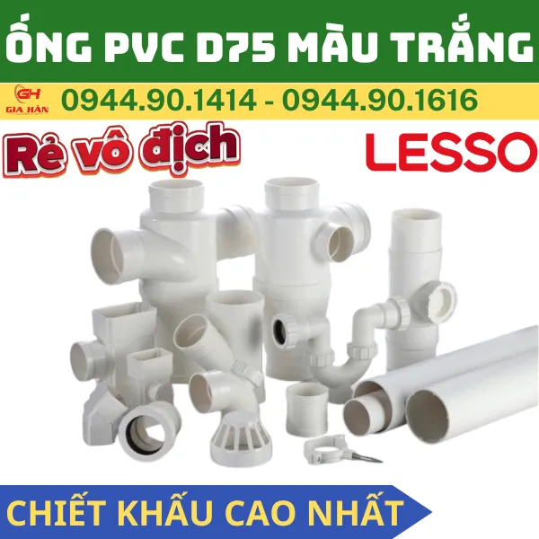 Ống PVC Màu Trắng D75 | Bảng Giá & Thông Số Kỹ Thuật