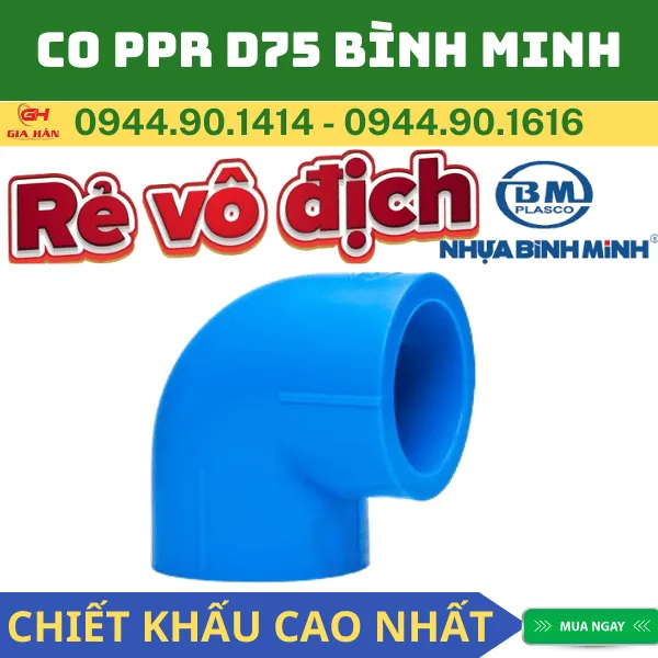 Co PPR D75 Bình Minh l Cút Góc 90 Chịu Nhiệt l Giá Rẻ Nhất