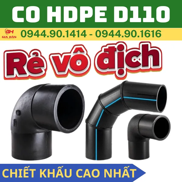 Co D110 Nhựa HDPE l Hàn Đối Đầu l PN6 - PN16 l Giá Rẻ Nhất