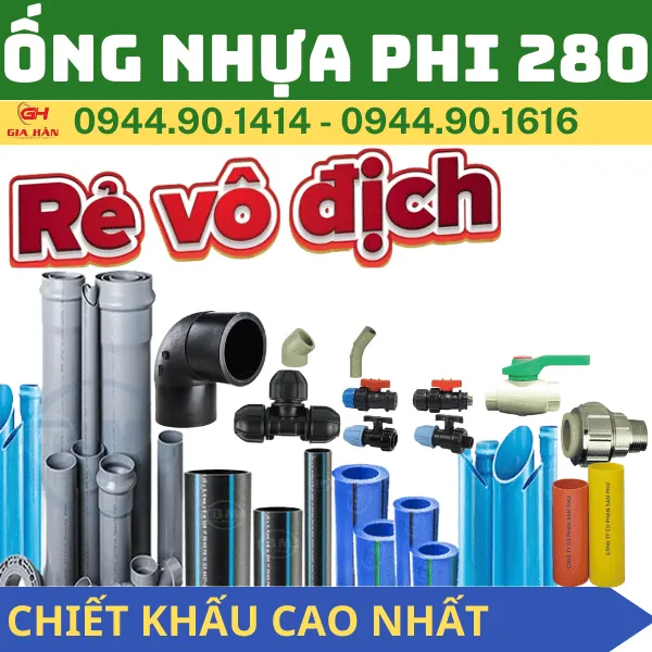 Ống Nhựa D280 l uPVC l PPR l HDPE l Chiết Khấu Cao Nhất