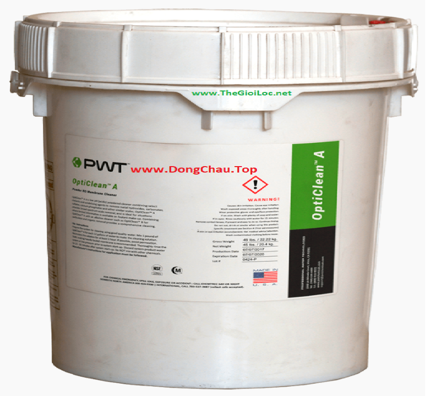 Liên hệ OptiClean A-45 PWT Hóa chất tẩy rửa màng lọc nước RO, UF