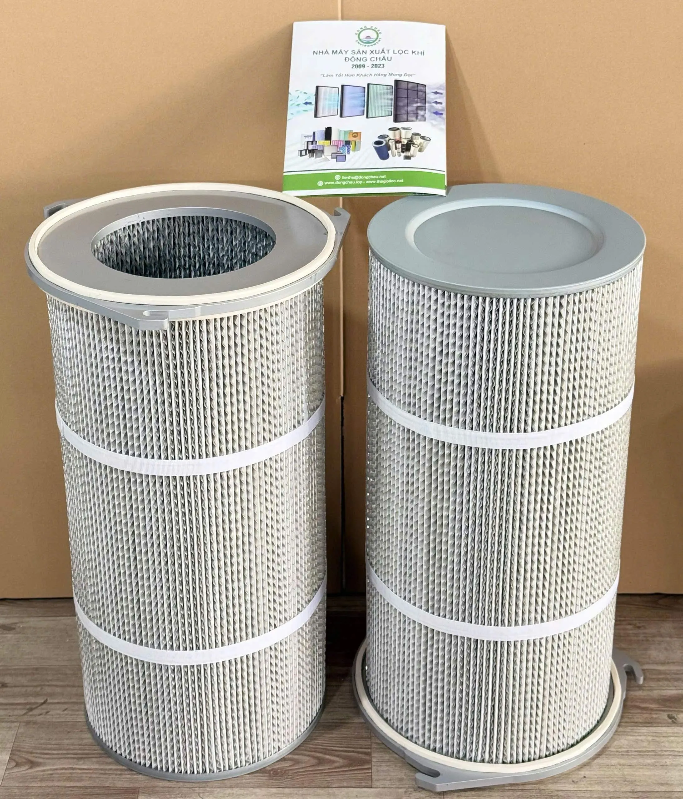 Phin lọc bụi PE 3 ngàm – Nắp sắt – Các lớp nhôm lượn sóng DCF