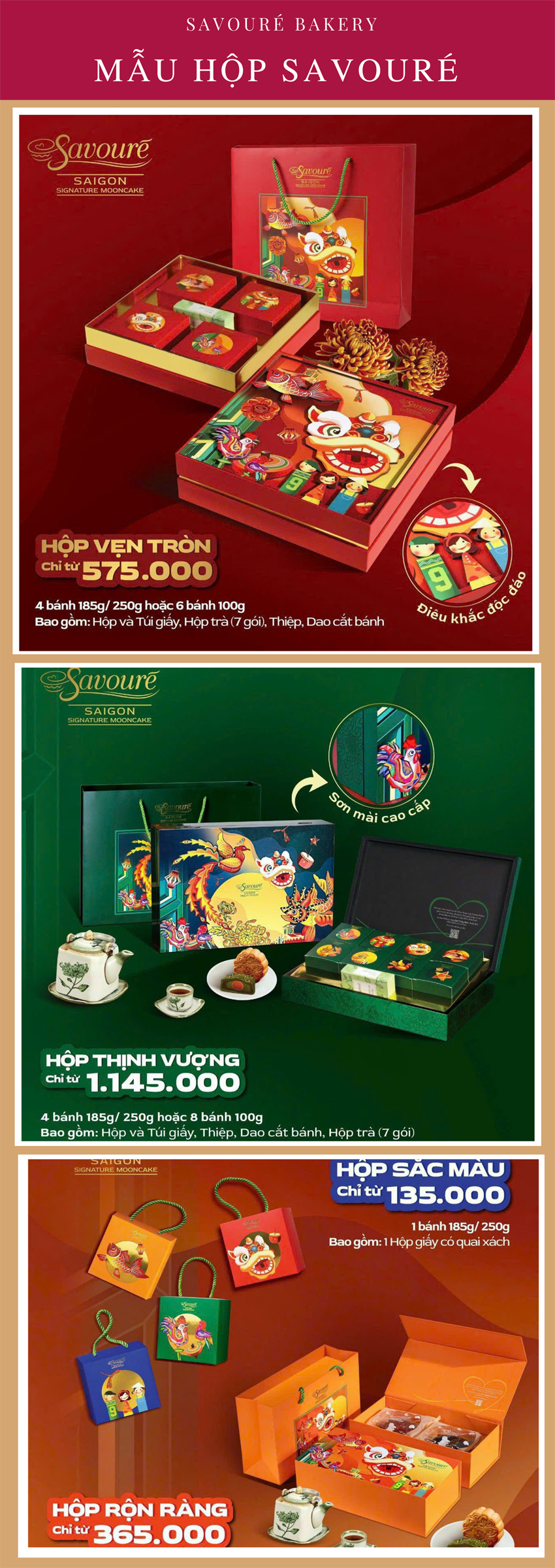 Bảng giá bánh trung thu Savouré Bakery 2024