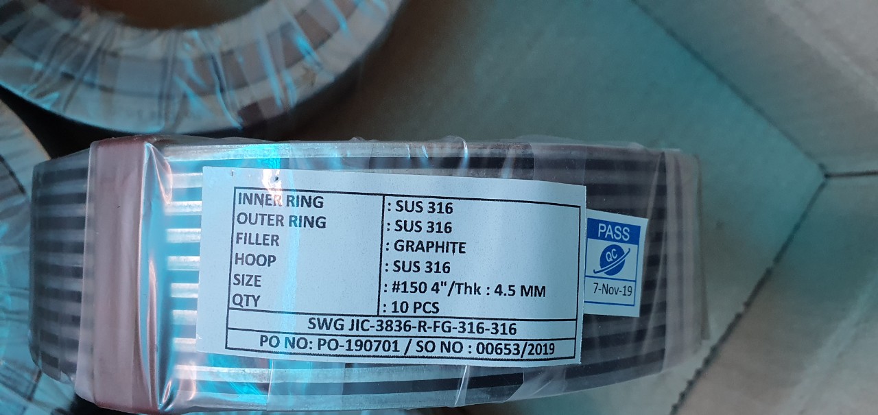 SPIRAL WOUND GASKET 150LB RF 4.5MM SS316