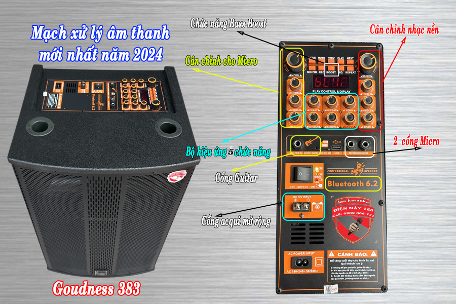 Loa kéo 3 đường tiếng bass 4 tấc Goudness 383