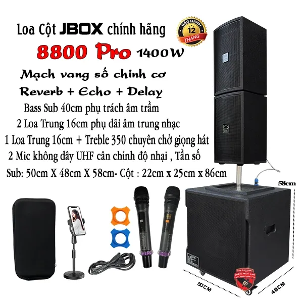 Loa cột karaoke công suất lớn Jbox 8800 Pro