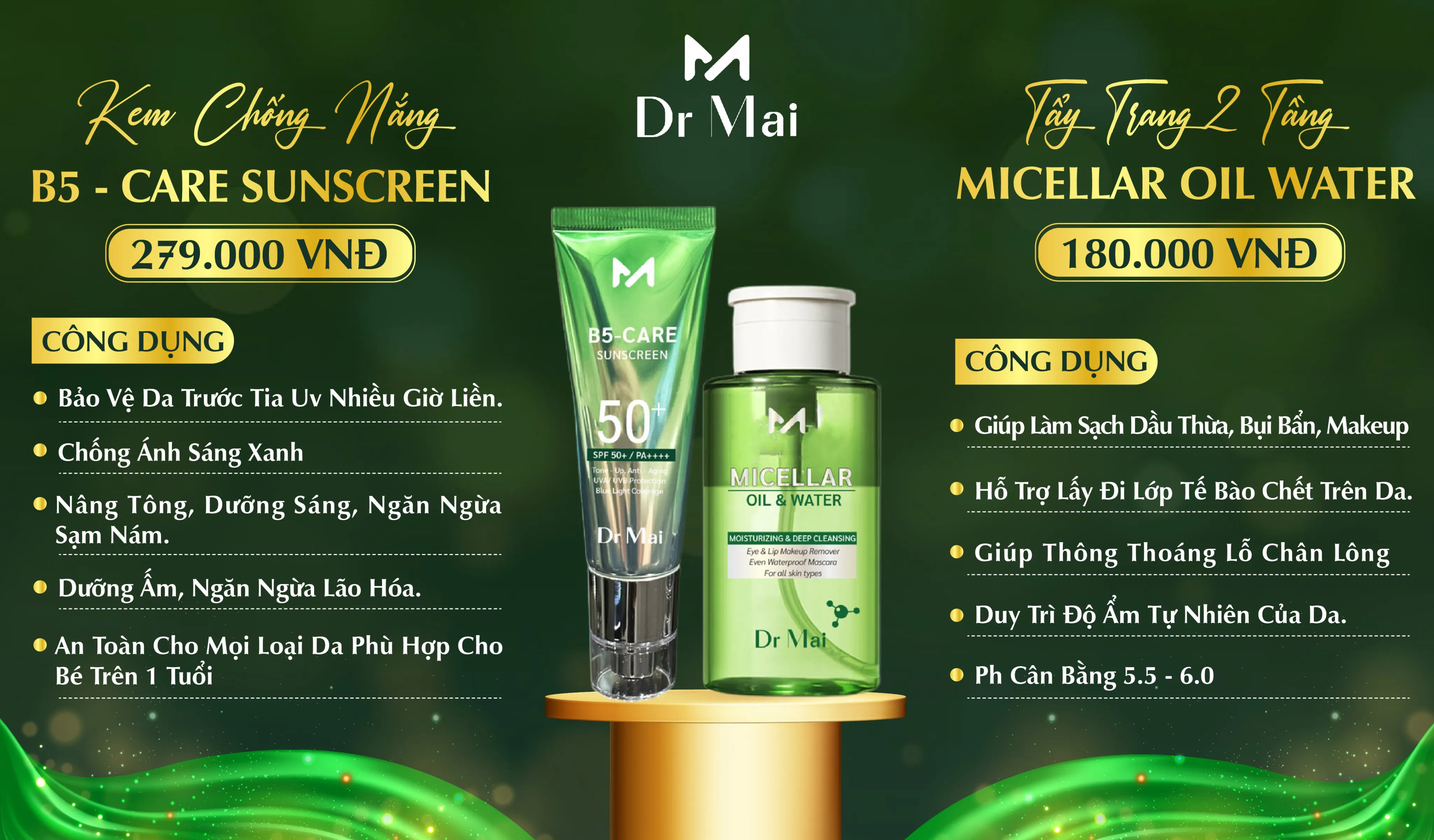 Kem chống nắng B5 Dr Mai và Tẩy trang Dr Mai - Dược sĩ tư vấn 0902.906.357 - Sỉ Lẻ Hệ Thống cty