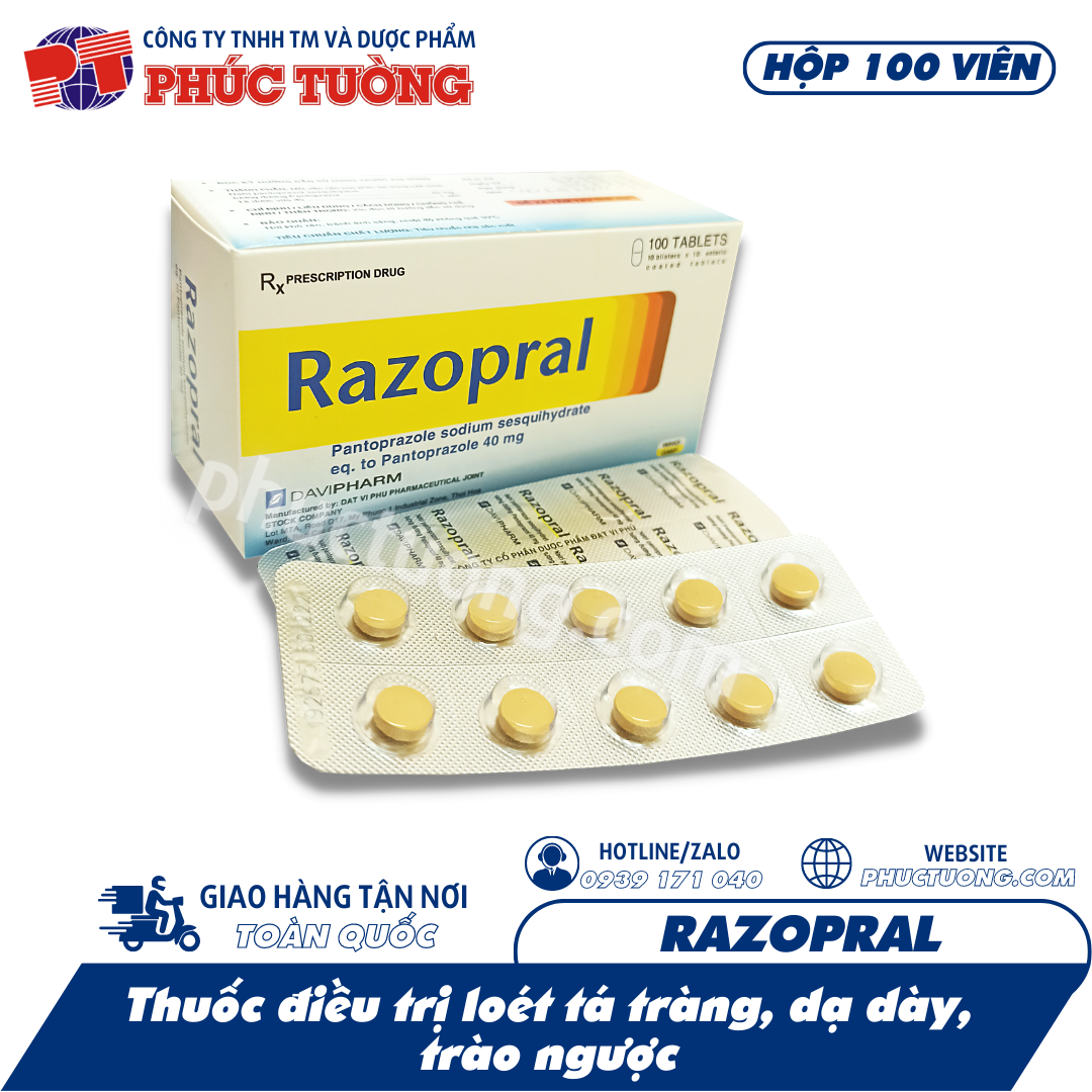 RAZOPRAL - Điều trị loét tá tràng, dạ dày, trào ngược