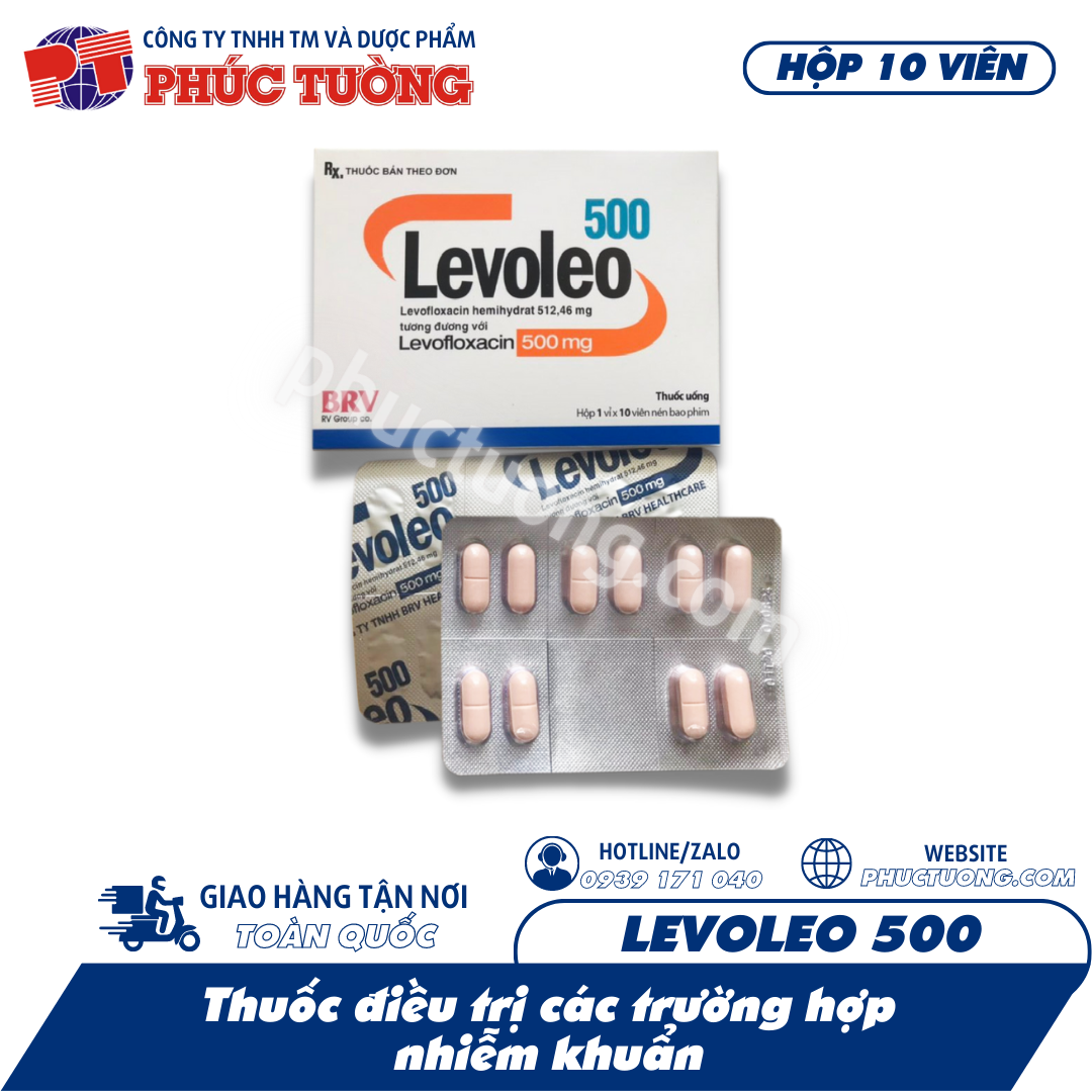 LEVOLEO 500 - Kháng sinh levofloxacin 500mg